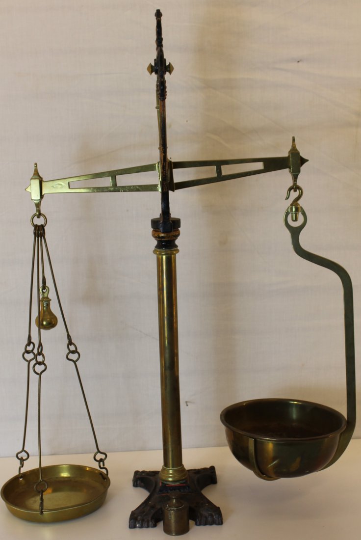 J. White And Sons 19thc Brass Iron General Store Scale