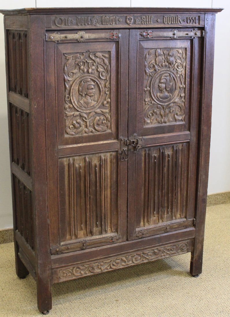 Medieval Period European Oak Two Door Cupboard