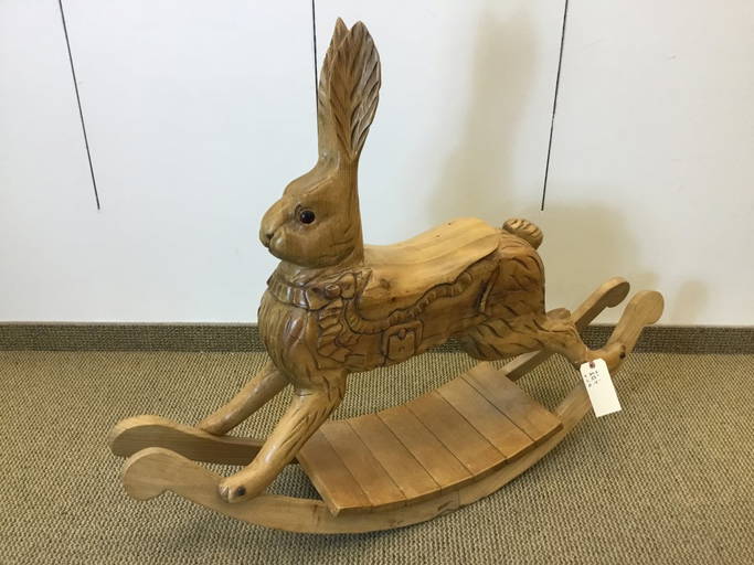 Large Carved Wood Rabbit Rocking Horse - Mar 26, 2021 | Hunt and Peck ...