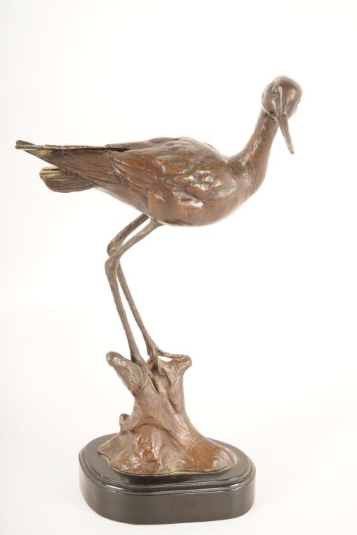 Walter Matia Bronze Figure Of A Shorebird