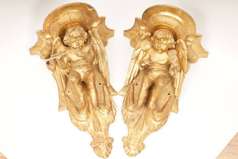 Pair Exceptional Gilt Wood Angel Brackets (#0156) on Mar 30, 2022 ...