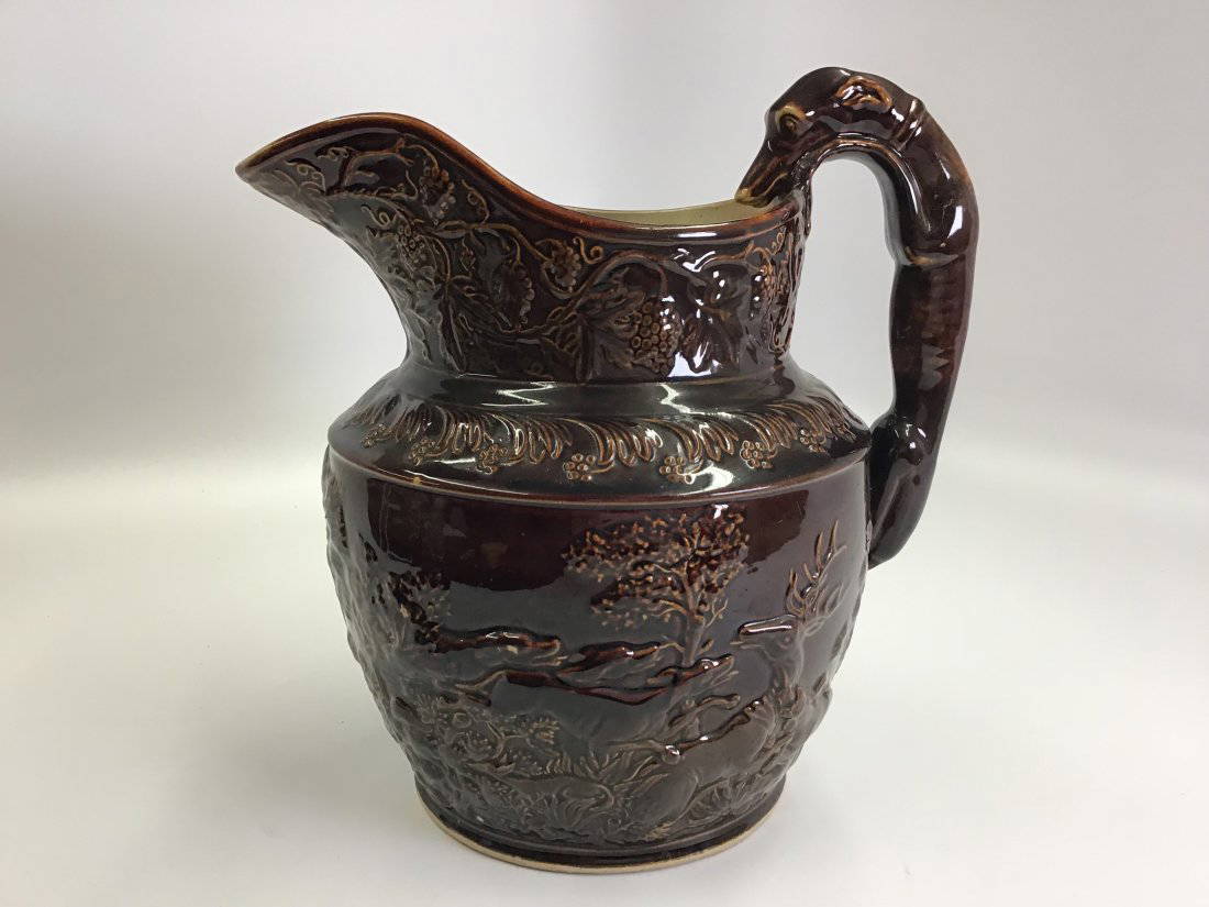Stamped American Pottery Company Rockingham Glaze Pottery Pitcher Auction