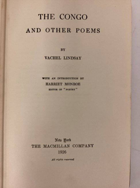 1926 Vachel Lindsay "the Congo And Other Poems" Auction