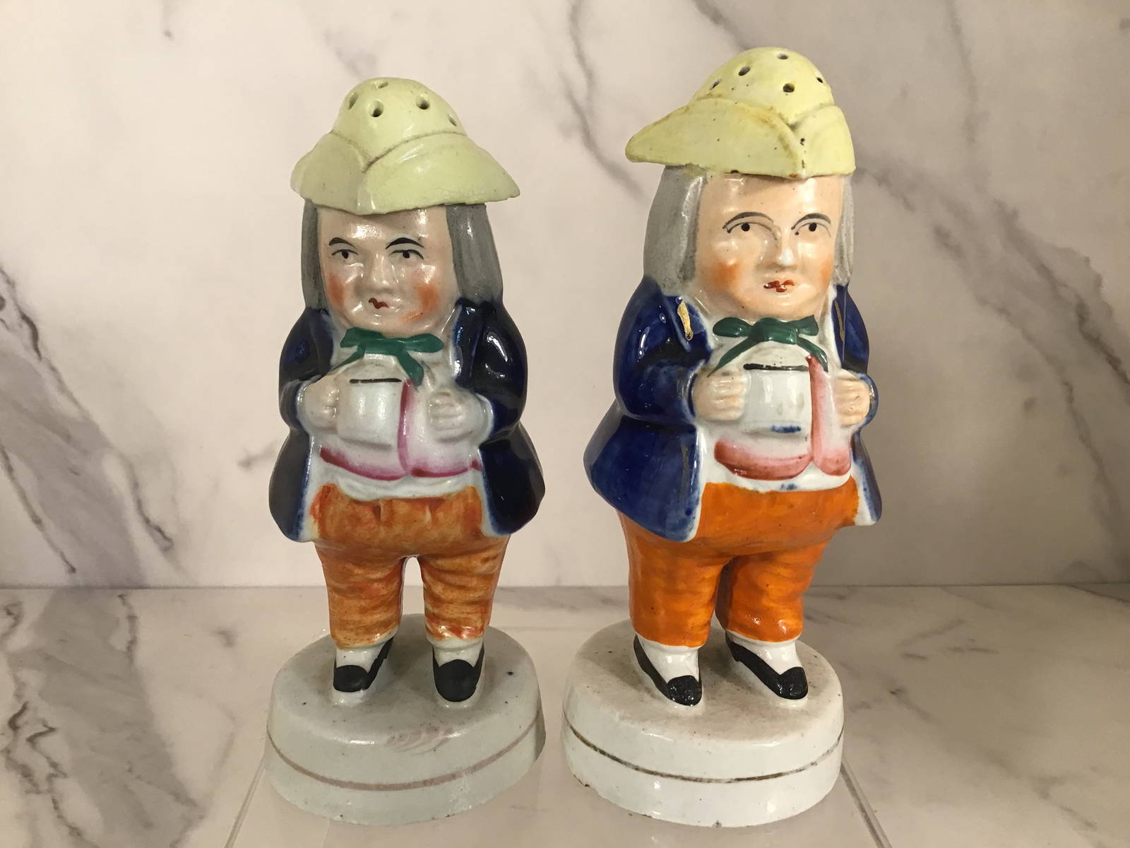 Pair English Staffordshire Pepper Pot Toby Figures Auction