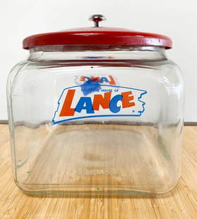 Vintage Glass Lance Cracker Store Jar Display With Lid