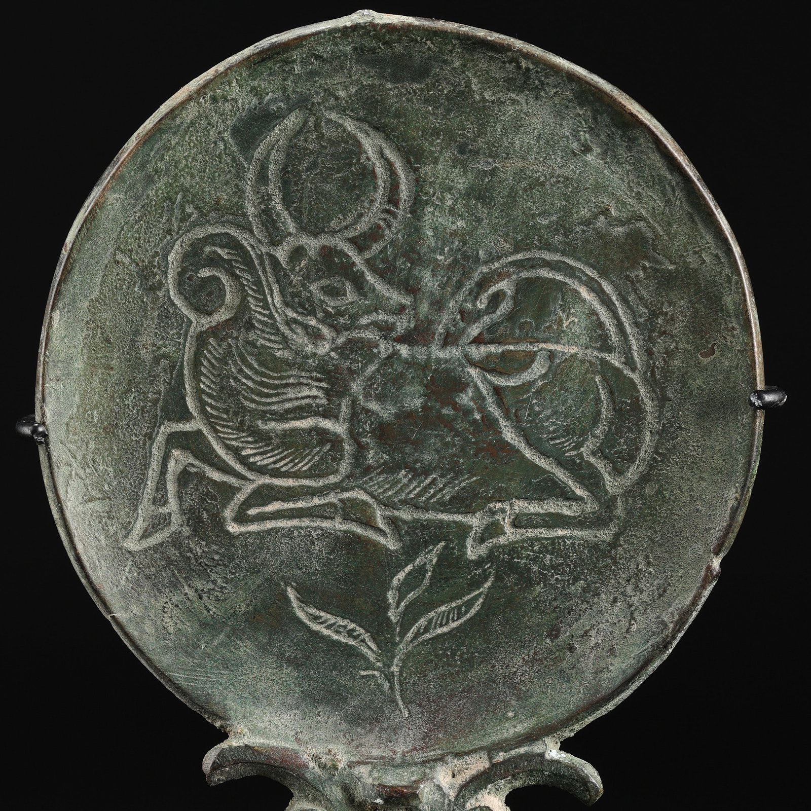 Near Eastern Bactrian Luristan Antique Bronze Mirror Animal Figure ...