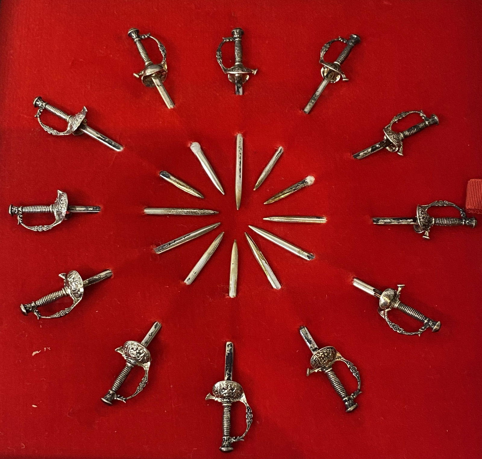 Set Of 12 Tiffany & Co. Sterling Horderve Sword Picks