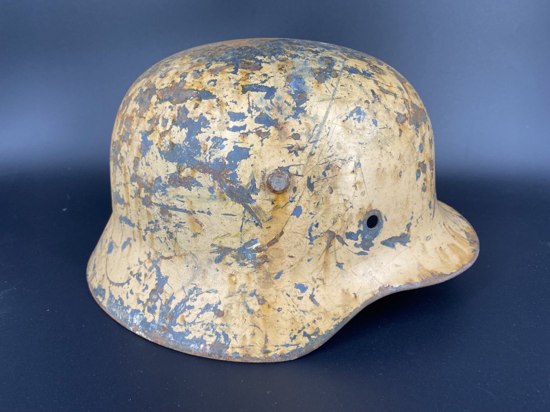 Vintage Wwii German Helmet White Painted