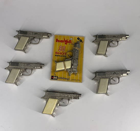 Lot Of 6 Vintage 1950s Hubley "hawk" Cap Gun Pistols