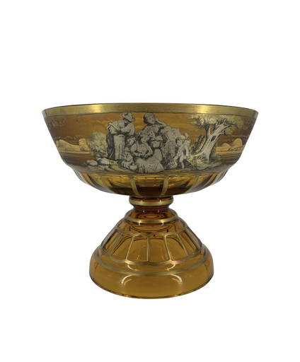 Anton Kusak, 20th c. Moser Style Panel Amber Cut Crystal Presentation ...