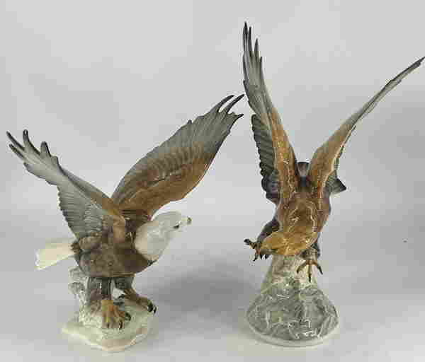 Antique Pair of Hutschenreuther Porcelian Eagle & Hawk Figurines ...