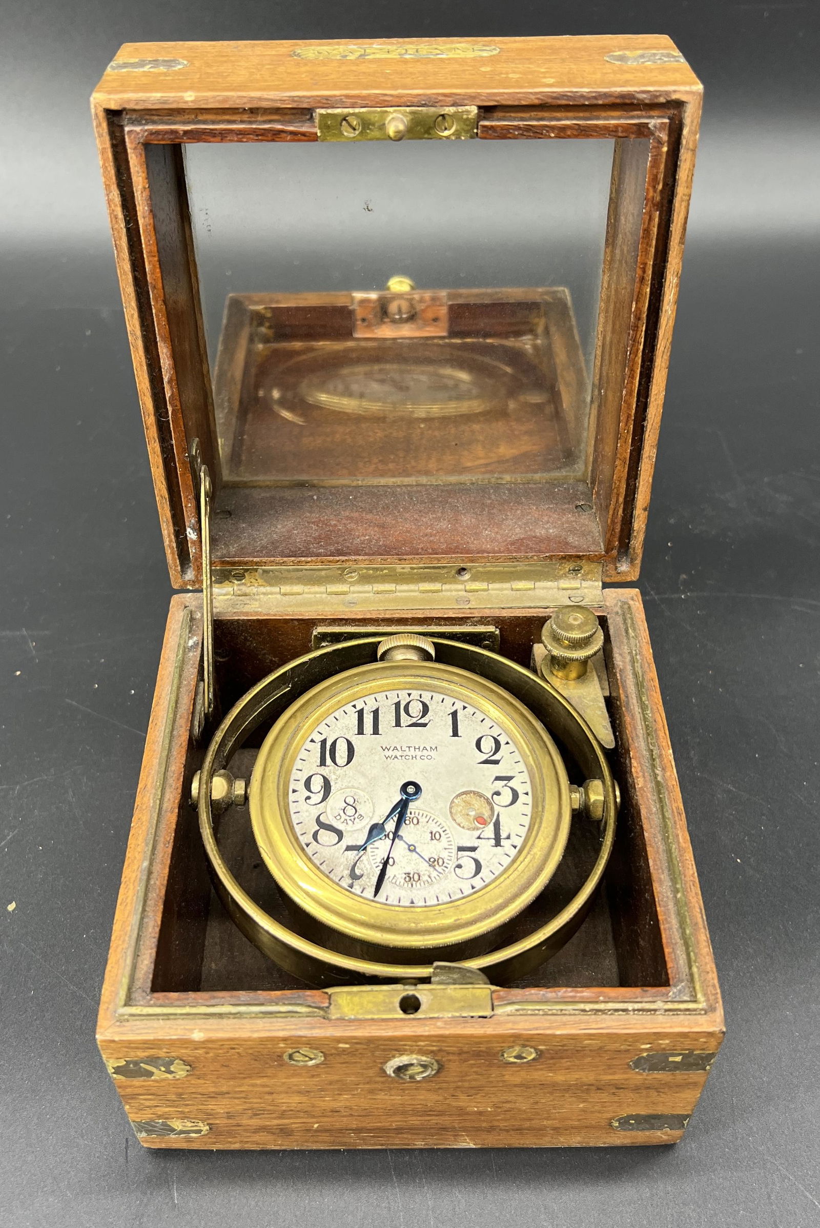 Vintage Waltham Watch Co. Nautical 8 Day Chronometer Clock in Original ...