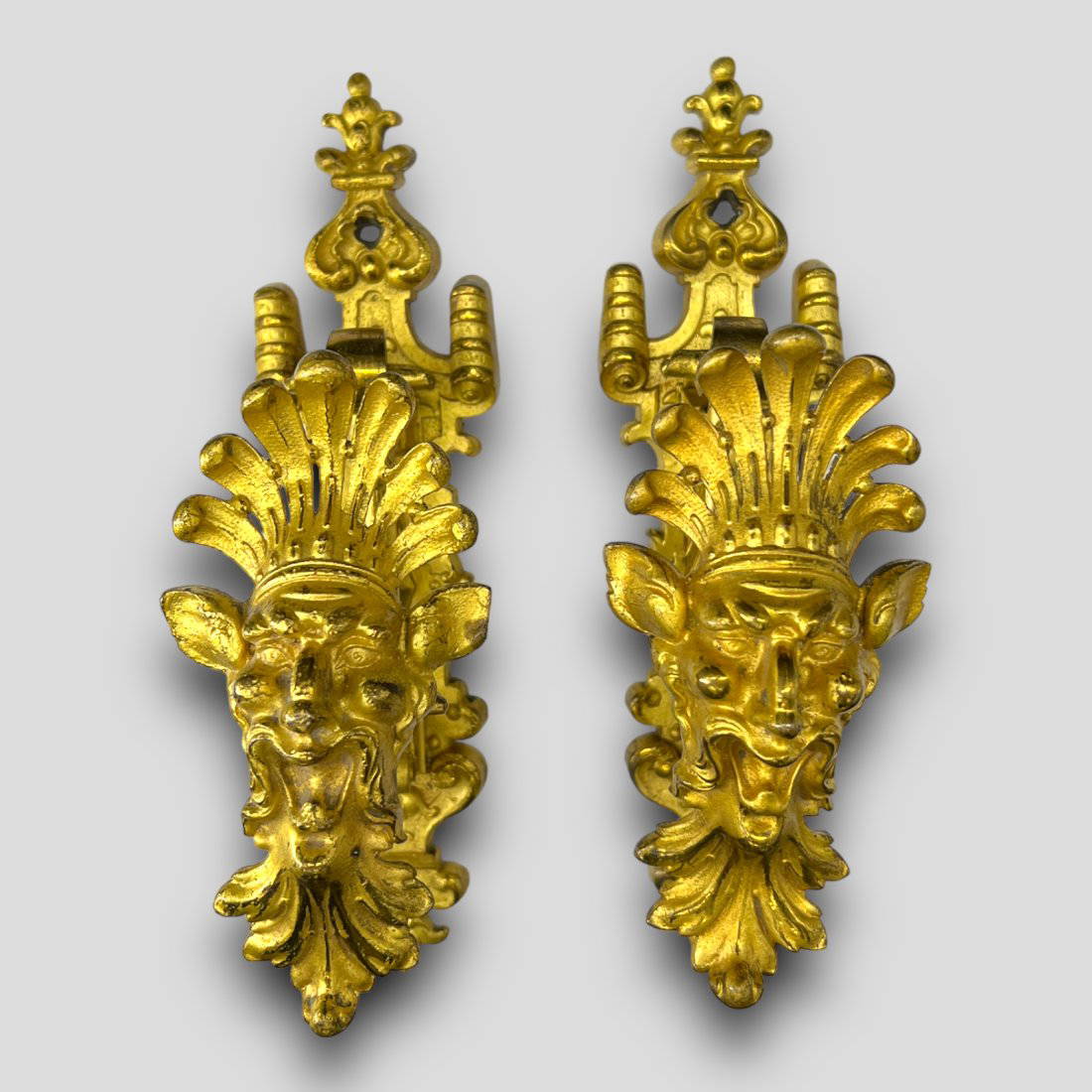 Antique Pair Of German Wall Curtain Holdback The North Wind Man Face ...