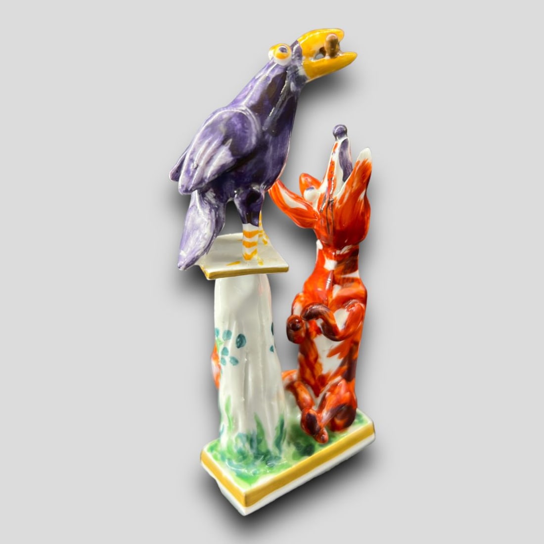 Antique Meissen Parrot & Fox Porcelain Figurine Auction