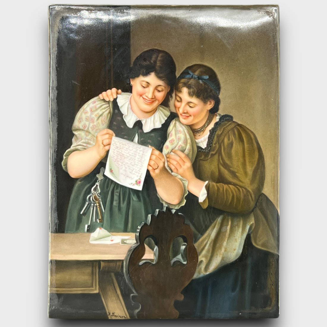 Antique German Kpm Porcelain Plaque "the Love Letter" By Julius Greiner ...