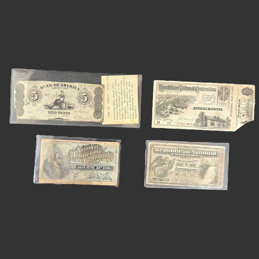 Lot Of 4 1890s United States Tickets & Bill