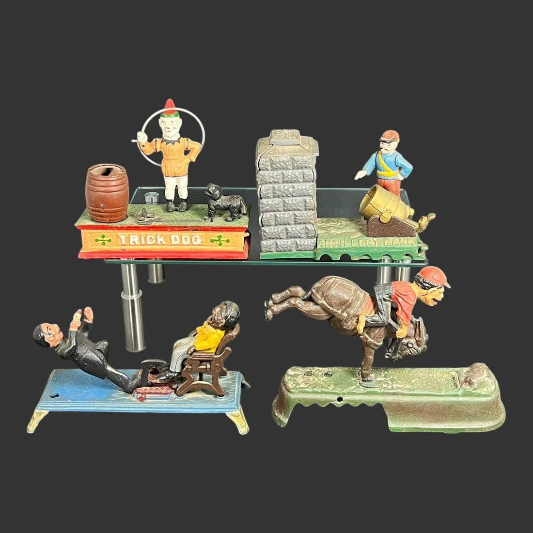 Lot Of 4 Reproduction Cast Iron Coin Banks Auction