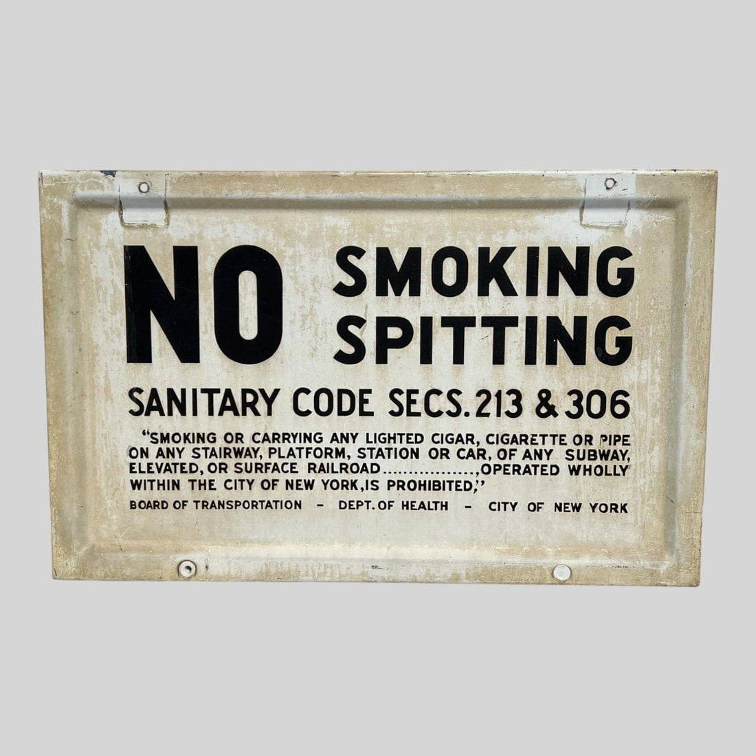 Nyc Subway No Smoking And Spitting Porcelain Sign Auction