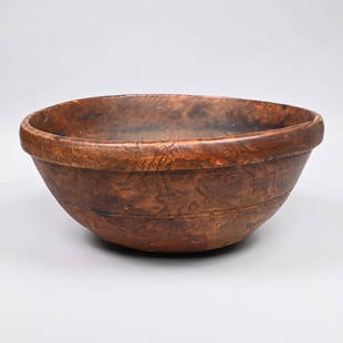 Primitive Native American Burl Ash Flat Bottom Bowl