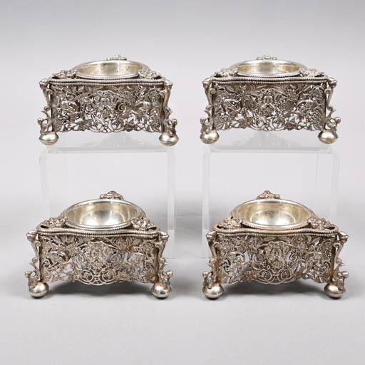 Set Four German Silver Master Salt Cellars, Hanau