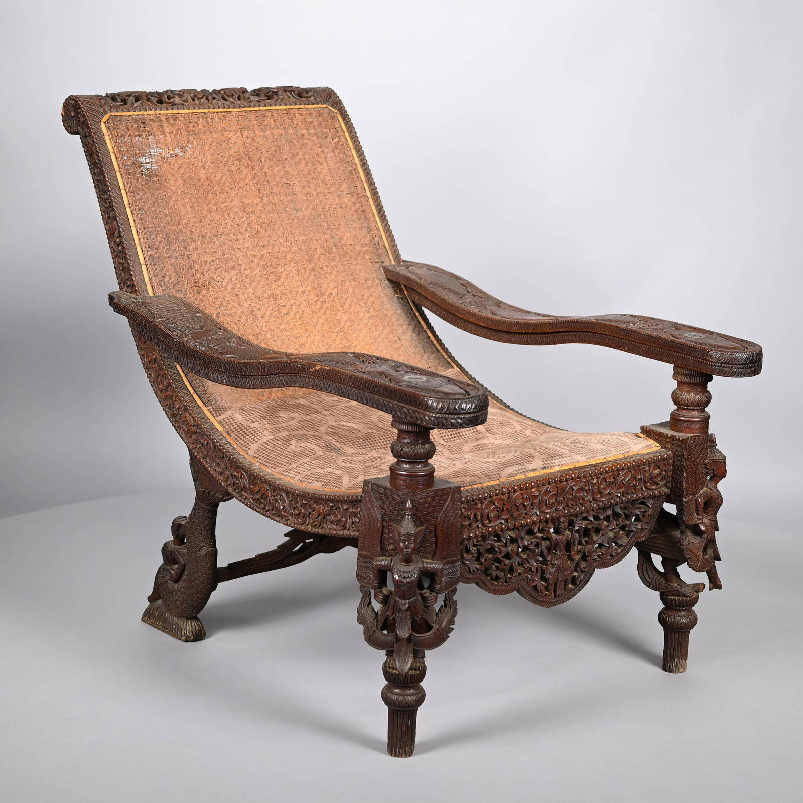 Burmese Carved Hardwood Campeche Chair Auction