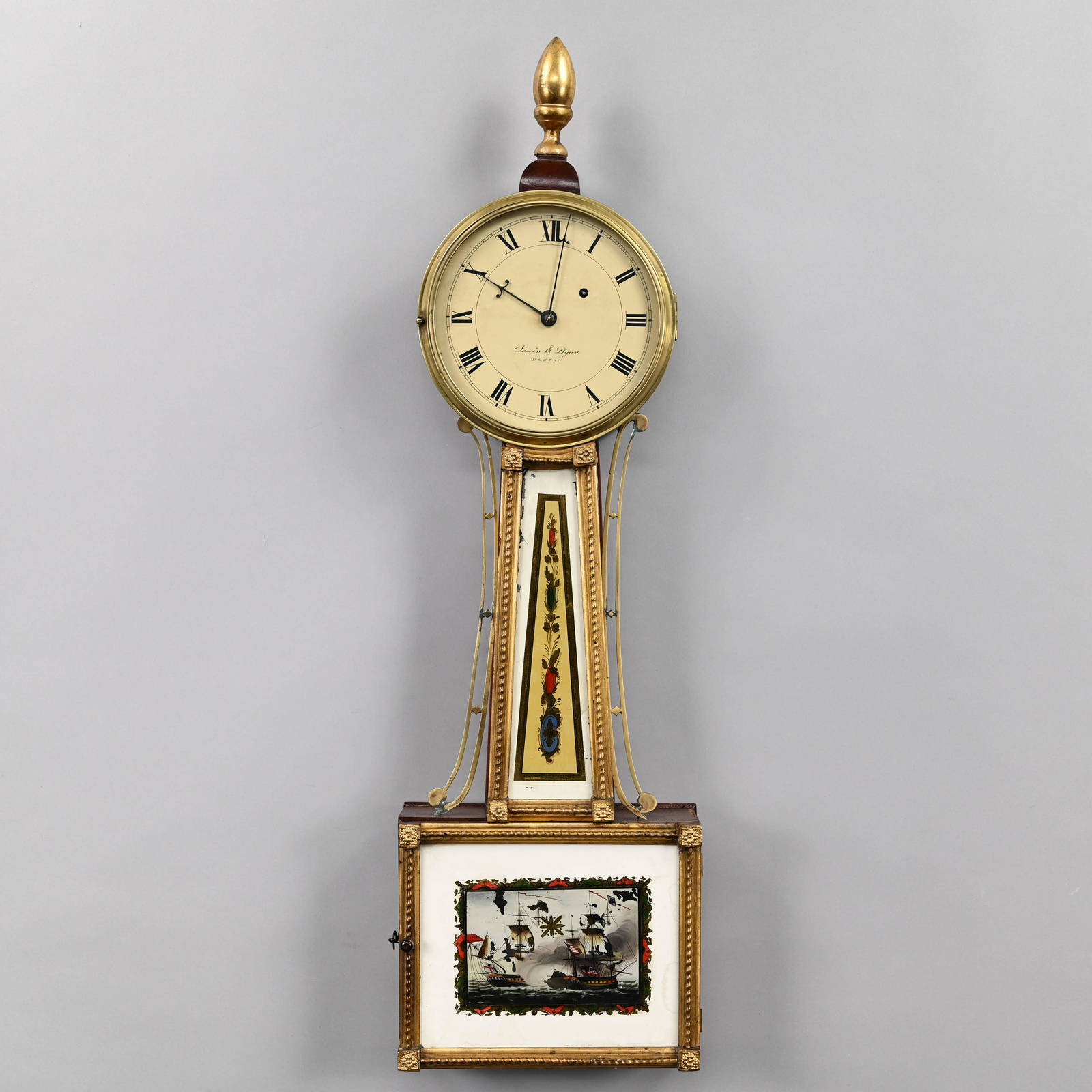 Federal Giltwood Banjo Clock, Sawin & Dyar, Boston Auction