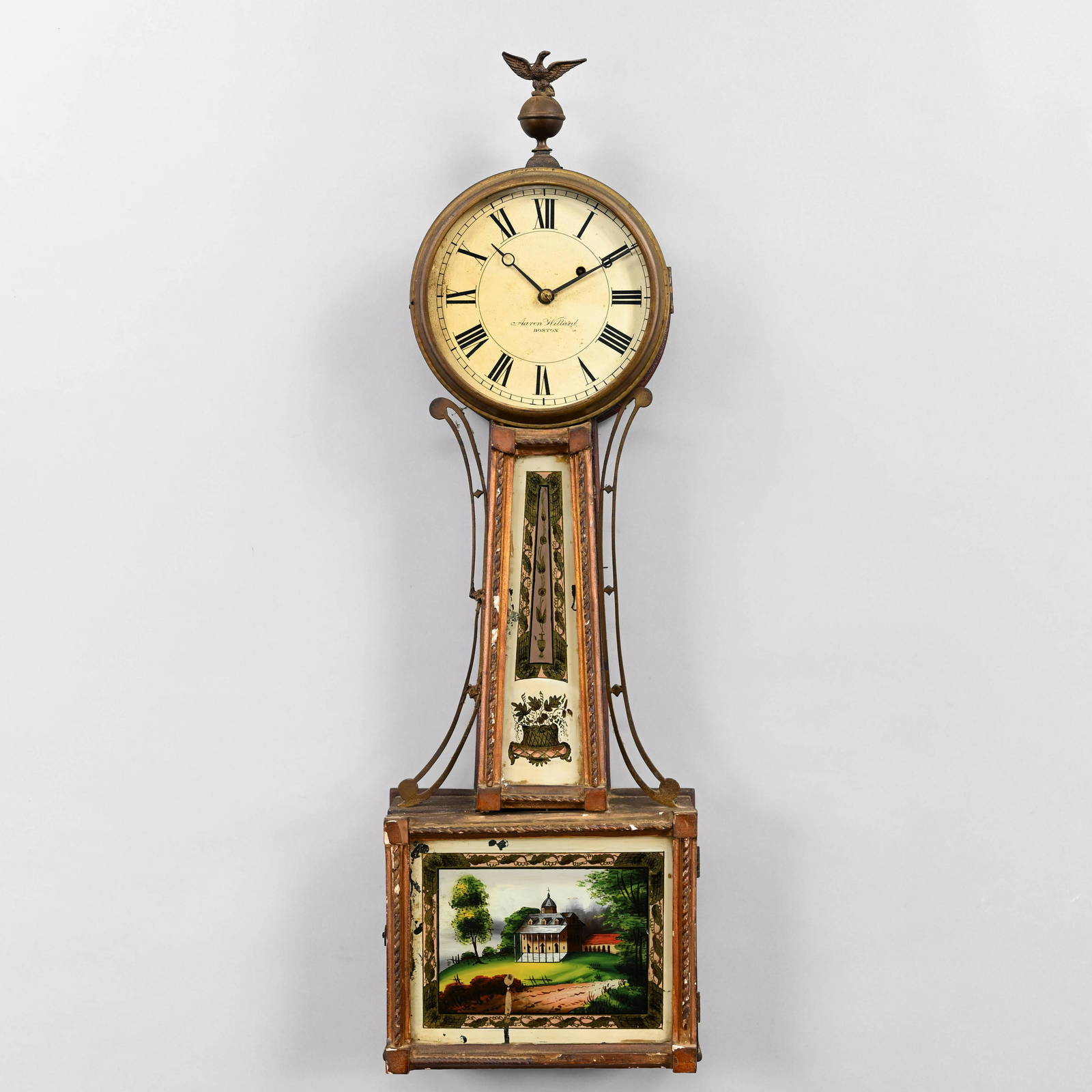 Federal Gold Front Banjo Clock, Aaron Willard Jr. Auction
