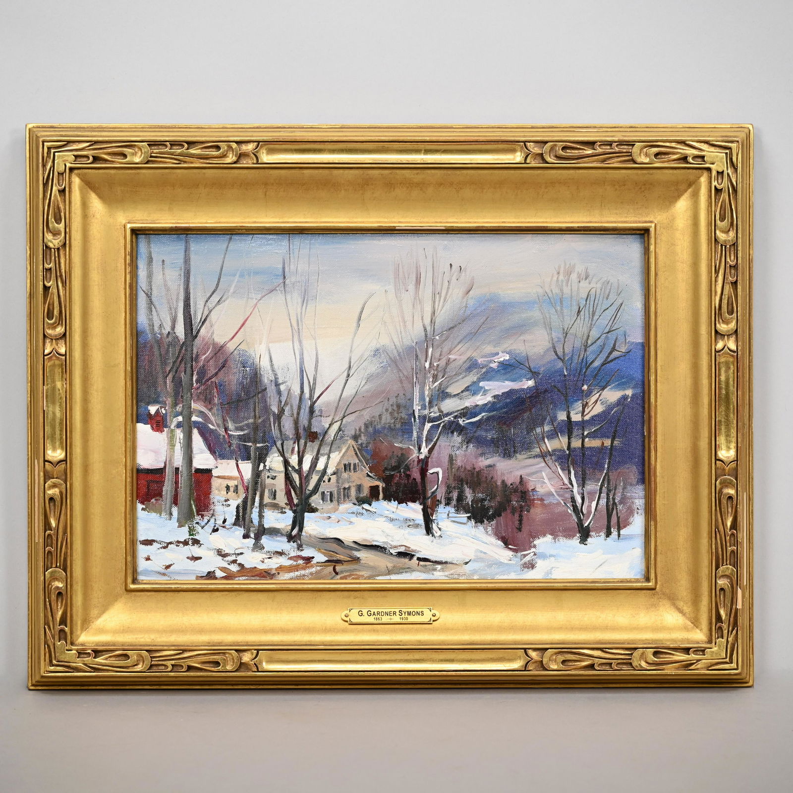 George Gardner Symons - Winter, Farm In The Valley Auction