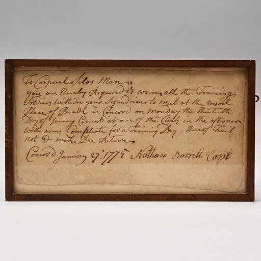 Capt. Nathan Barrett Document, Concord, Mass. 1775
