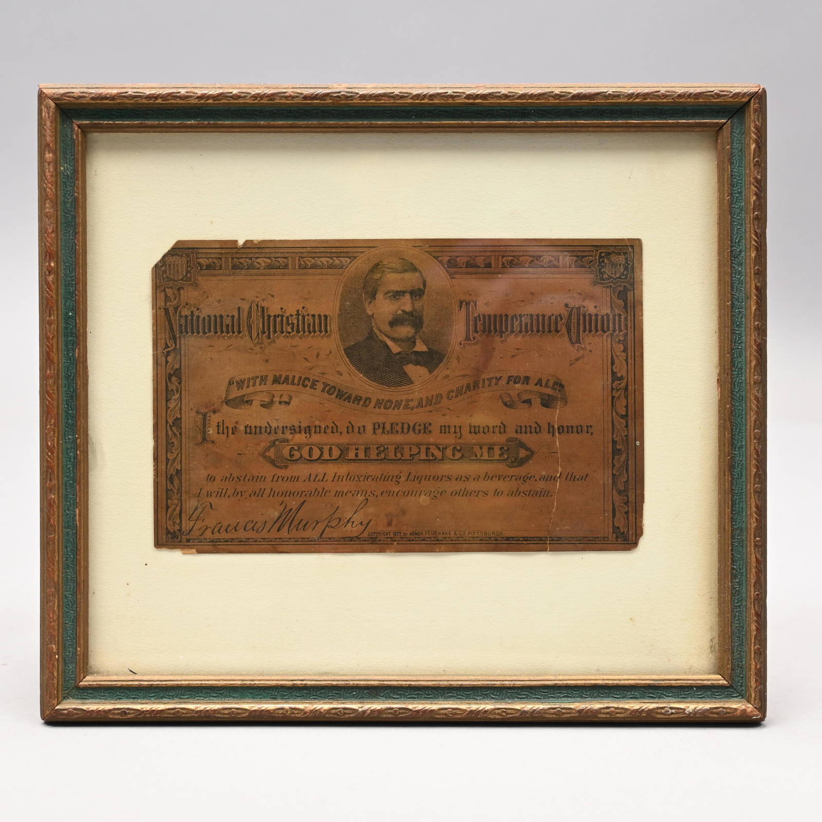 National Christian Temperance Union Pledge Card Auction