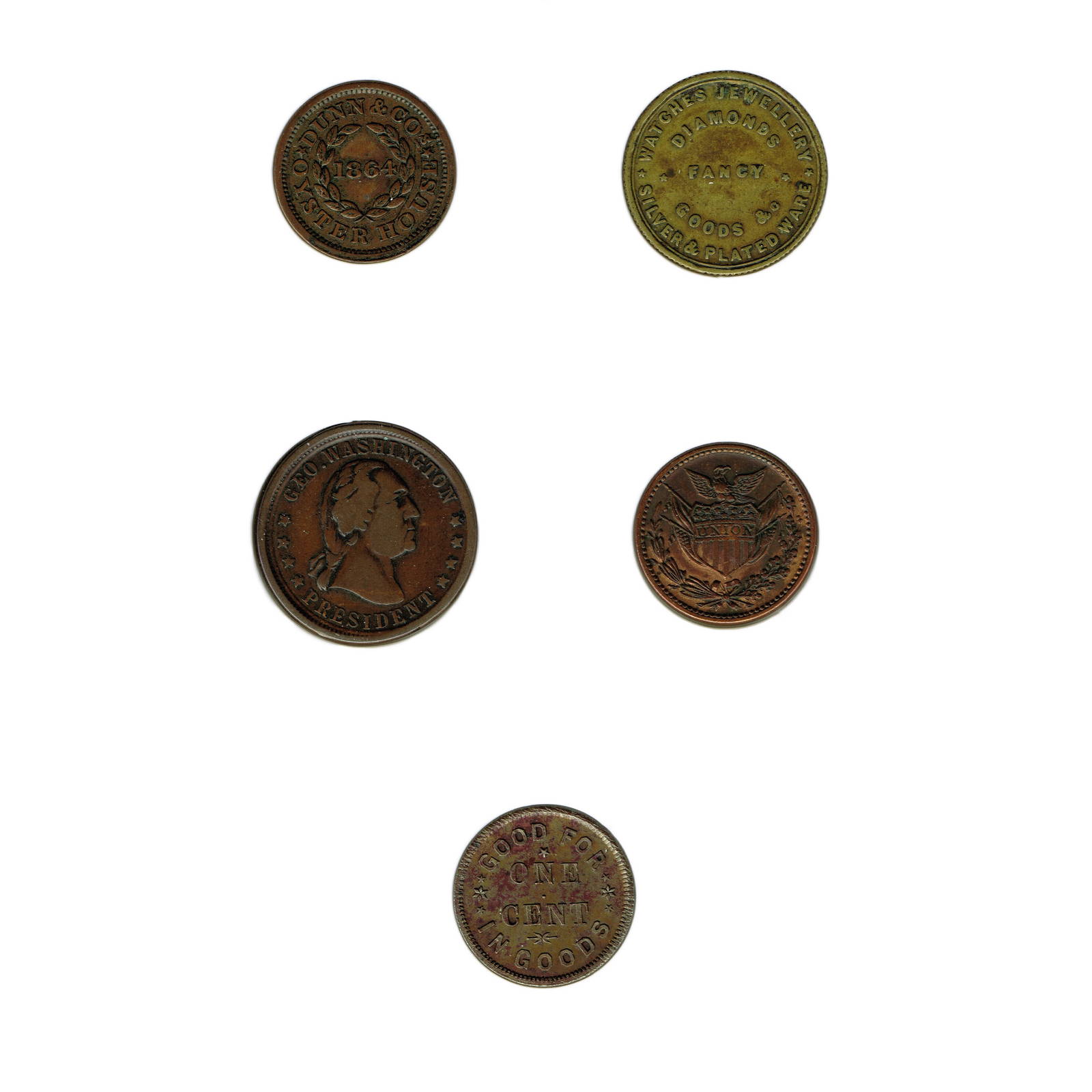 Five Ma, Me And Nh Civil War Era Merchant Tokens Auction