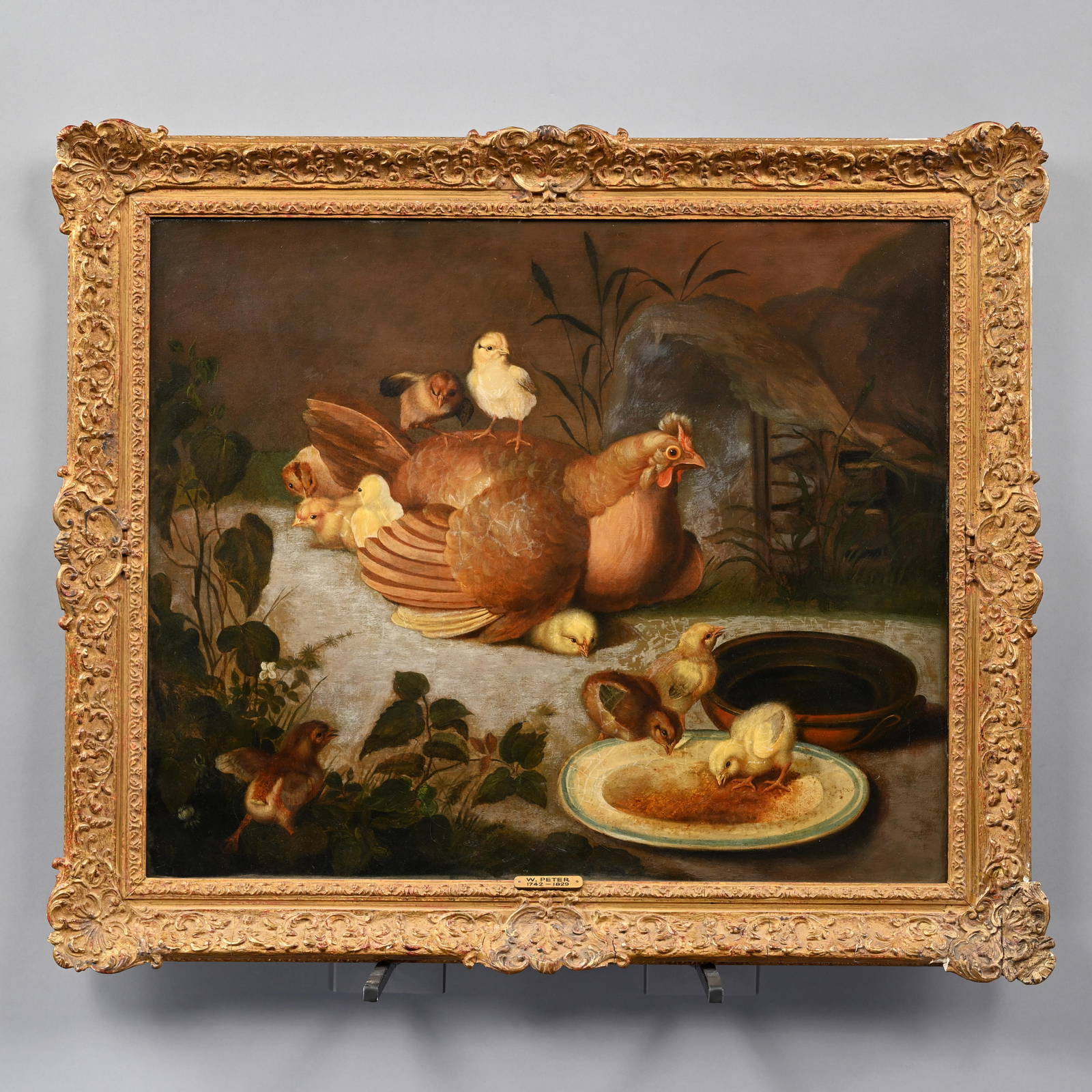 Johann Wenzel Peter - Hen And Chicks In A Farmyard Auction