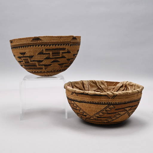Two Southwest Native American Woven Basket Bowls