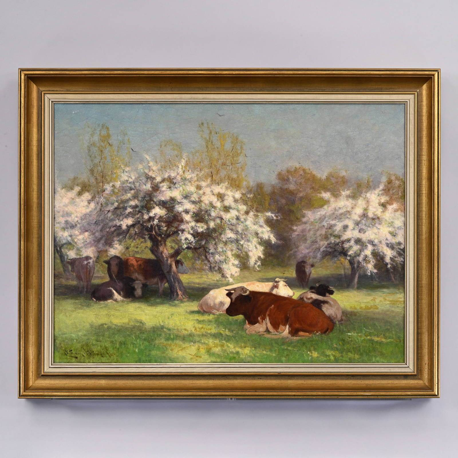 William Henry Howe - Cows In An Apple Orchard,1896 Auction