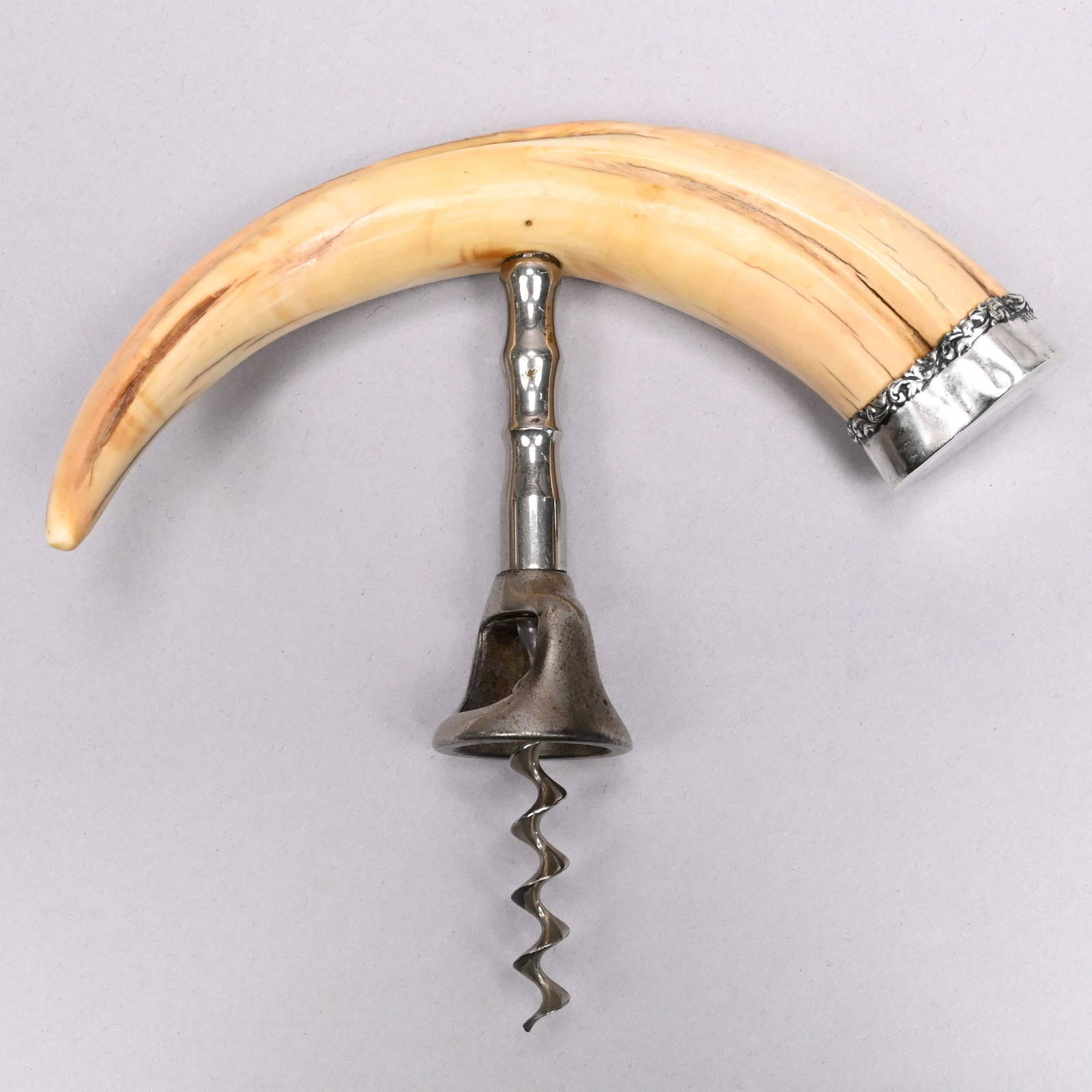 American Silver-mounted Boar's Tooth Corkscrew Auction