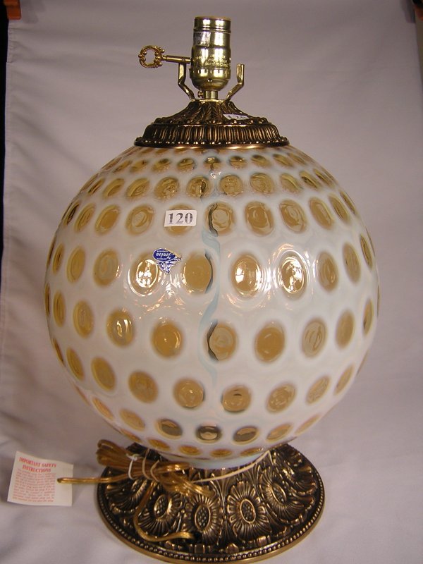 120: Rare Honeysuckle Coin Dot single ball lamp, ca. 19