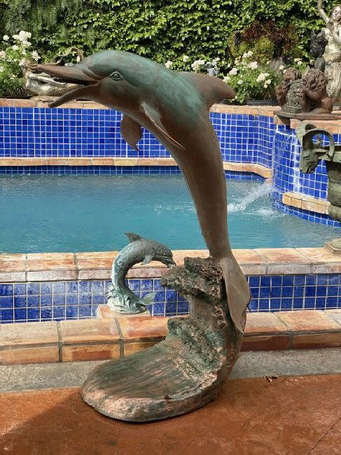 5ft Bronze Dolphins Statue
