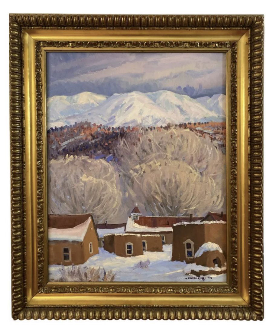 1973 Adobe Houses Oil Painting By Novella King