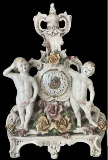Extra Large Italian Porcelain Capodimonte Cherubs Clock