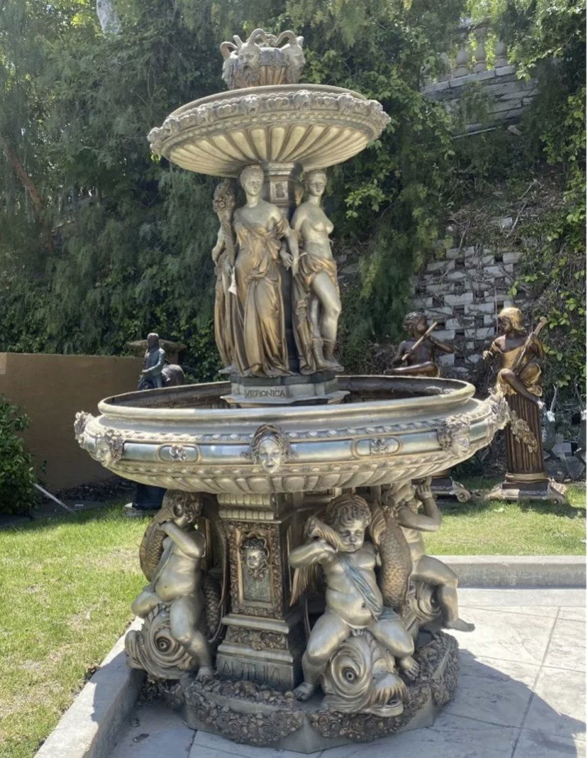 Massive Mythological Four Season Ladies Bronze Fountain