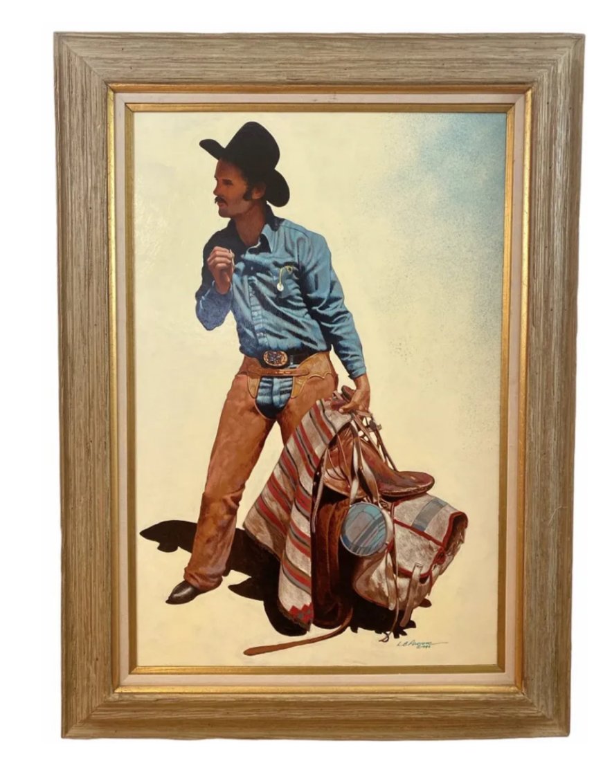 1986 Working Cowhand By L. Benjamin Porter Oil On Panel Auction