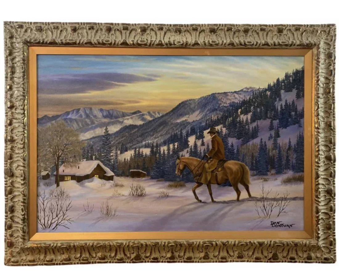 Western Oil Painting By Dan Donovan Auction