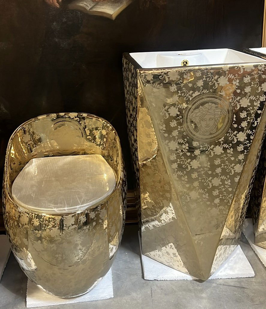 New Versace Gold Toilet And Basin Auction