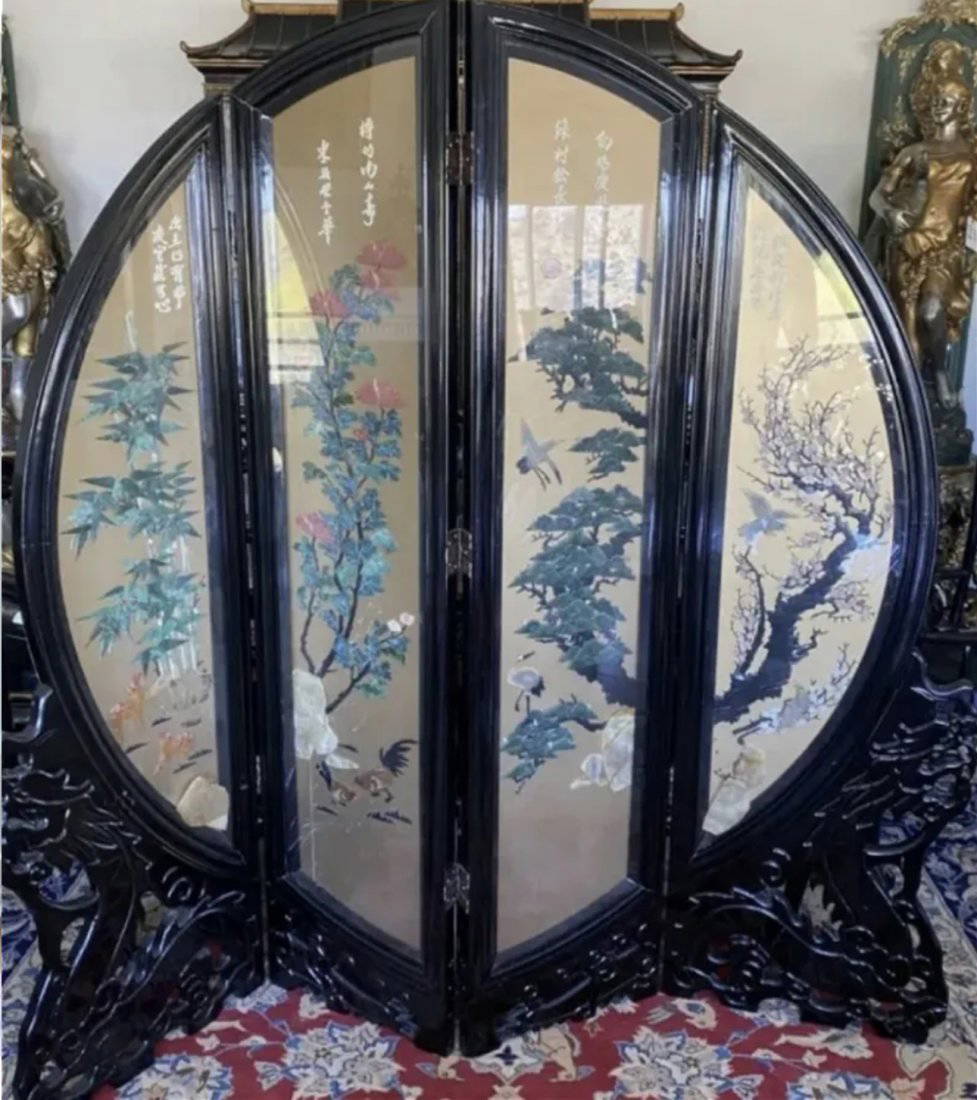 Chinese Oriental Jade Panel Divider Auction