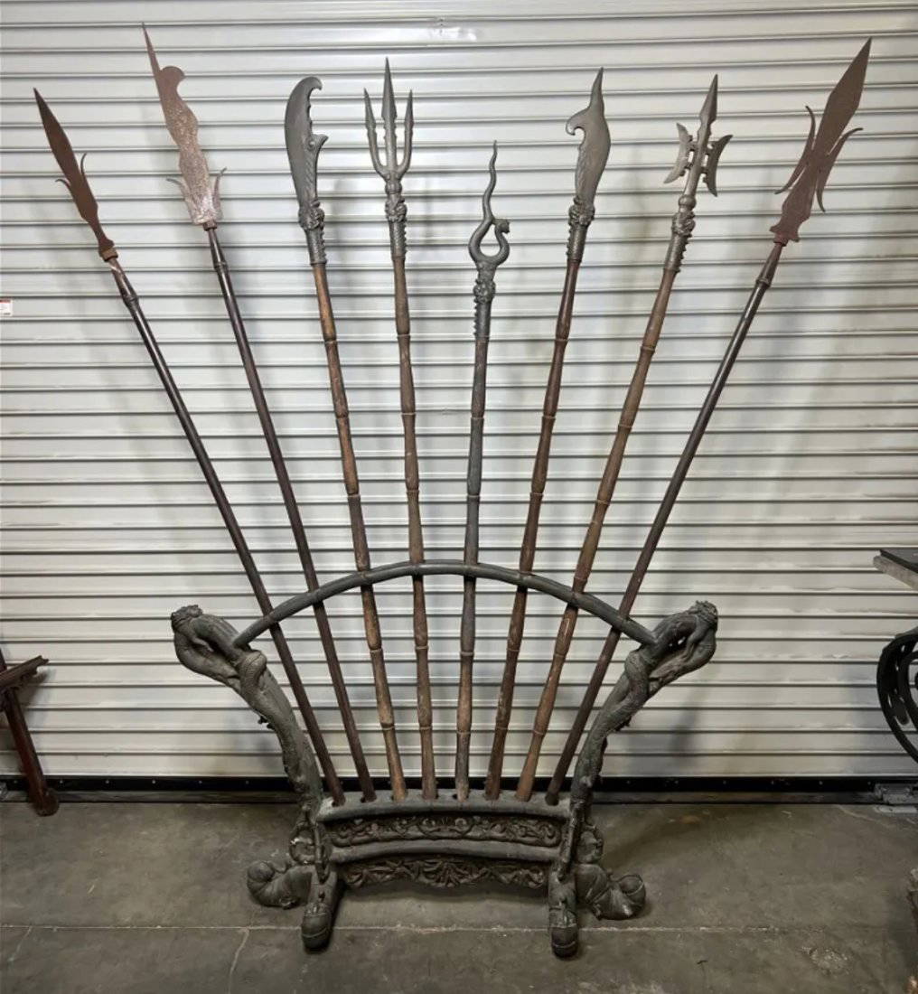 Antique Asian Medieval Weapons With A Bronze Stand Auction