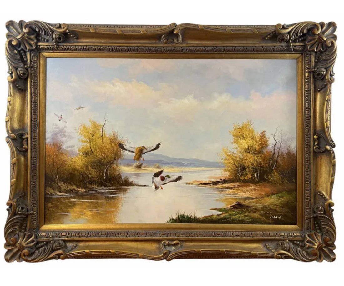 1991 Ducks Oil Painting By Clark Auction