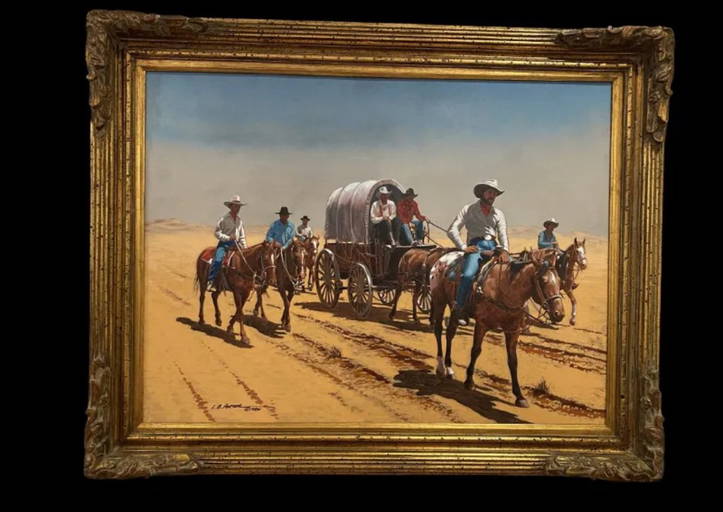 1984 Western The Supply Wayon Oil Painting By L. B. Porter