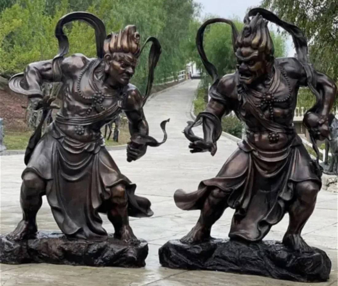 Pair Of Japanese Life Size Bronze Agyo Ungyo Temple Guardian Nio ...