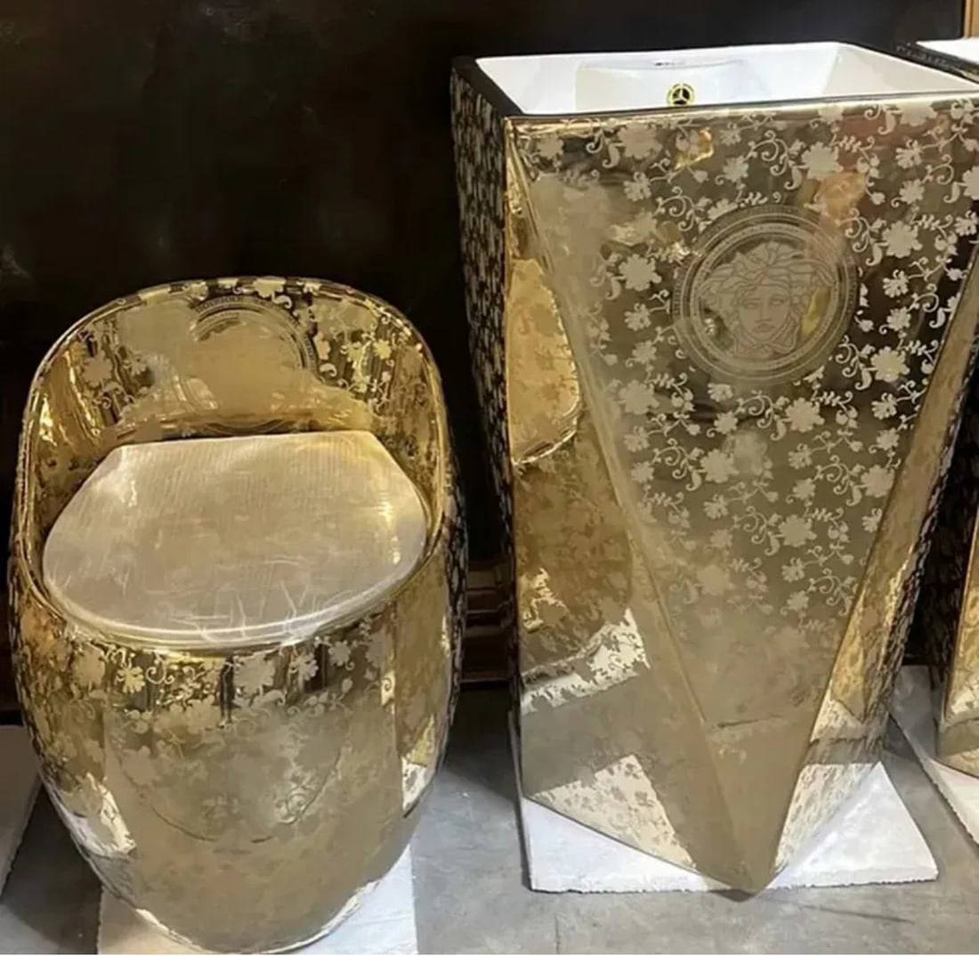 New Versace Gold Toilet And Basin Auction