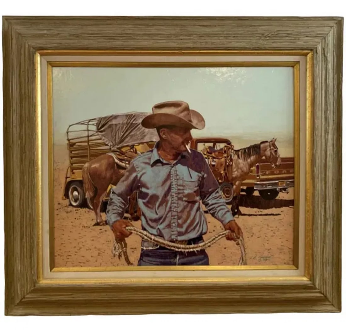 1987 Cowboy - Western Oil Painting L. B Porter Auction